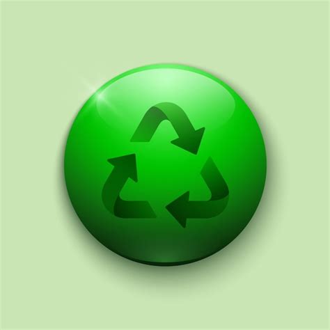 Premium Vector Realistic Glossy Button With Recycle Icon 3d Vector