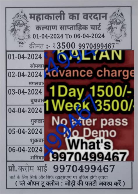 Kalyan Chart Satta Matka Fix Jodi Satta Fix Jodi Satta Matka Kalyan