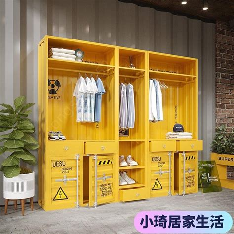 【免運】工業風衣帽間櫃子金屬網紅衣櫥雙層組閤落地鐵藝傢用開放式衣櫃xqjx 蝦皮購物