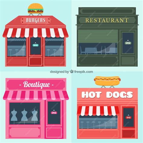 건물 외관의 종류 무료 벡터