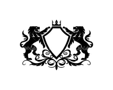 وکتور برداری شیر سیاه قلم همراه با لوگو شیر و نماد شیر ایران طرح