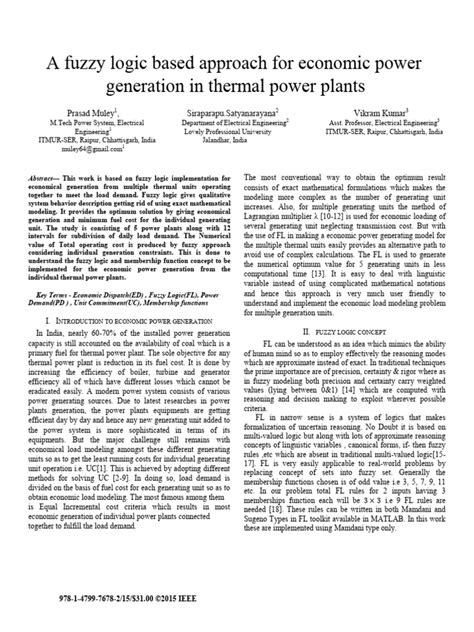 A Fuzzy Logic Based Approach For Economic Power Generation In Thermal
