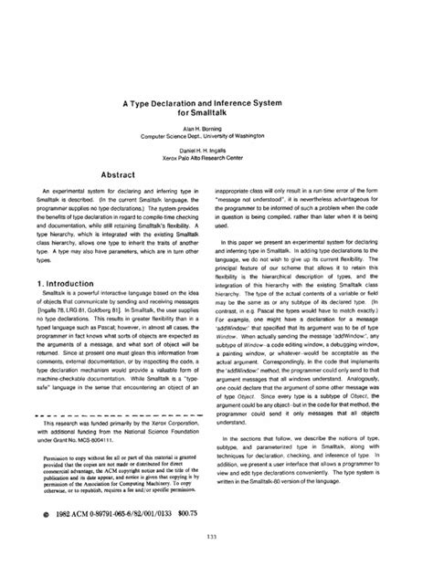 Type Decl Inference Smalltalk Pdf Class Computer Programming Parameter Computer