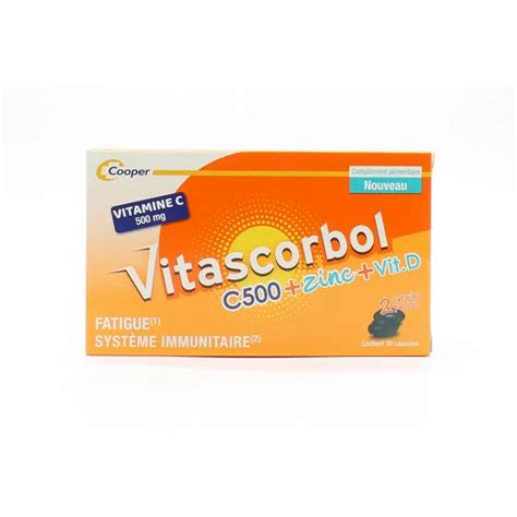 Vitascorbol C500 Zinc Vitamine D 30 Capsules