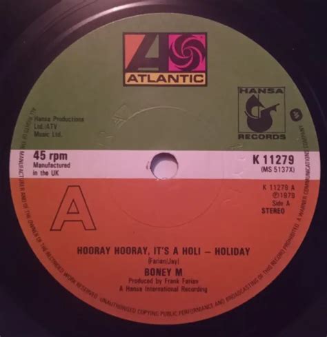 BONEY M HOORAY HOORAY IT S A HOLI HOLIDAY BRIBONS OF BLUE UK 7