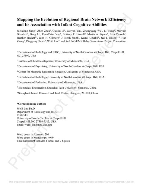 Pdf Mapping The Evolution Of Regional Brain Network Efficiency And Its Association With Infant