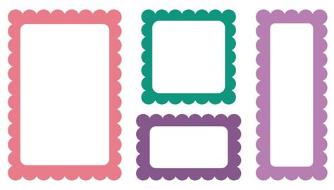 colorful cute frames with ruffles edges isolated on white simple zig