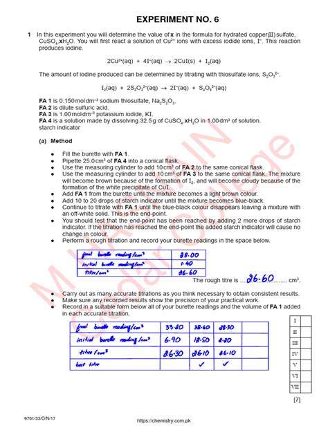 Iodometry Exp 6 Solved Pdf Analytical Chemistry Chemical Compounds