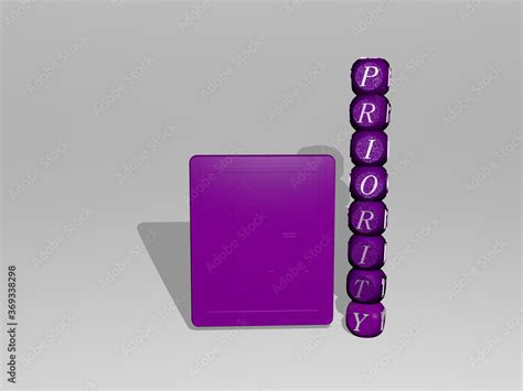 3d graphical image of priority vertically along with text built around