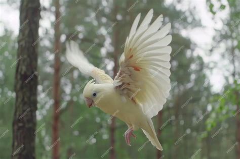 Premium Photo Highspeed Cockatiel Flying In Forest Real Image 8k