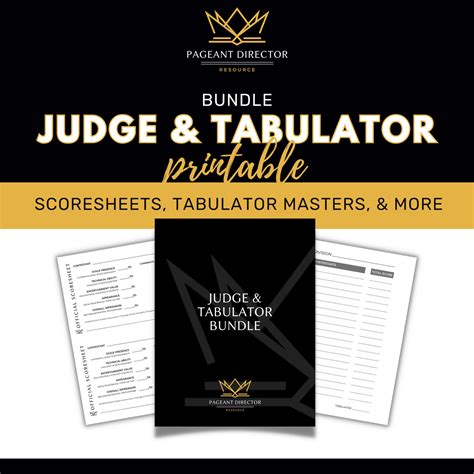 Pageant Judge Tabulator Bundle Scoresheets Tabulator Masters Pageant Director Resource