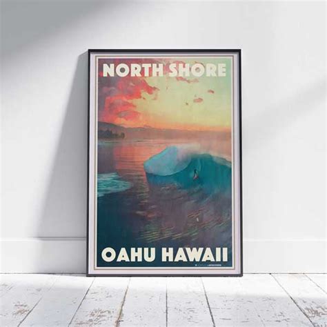 Hawaii Poster Oahu North Shore Classic Hawaii Surf Print My Retro