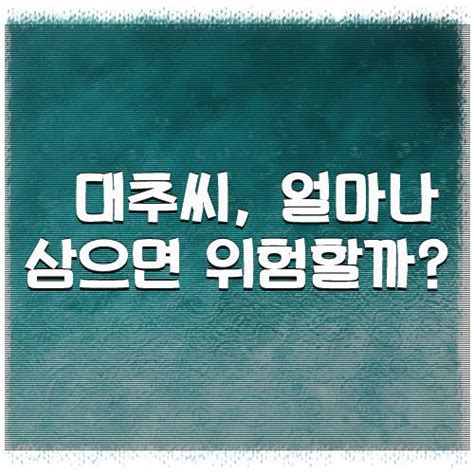 대추씨 얼마나 삼으면 위험할까