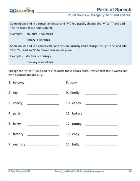 Grammar Worksheets Third Grade