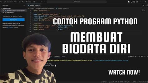 Cara Membuat Program Biodata Diri Menggunakan Bahasa Python Youtube