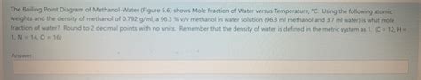 Solved The Boiling Point Diagram Of Methanol Water Figure
