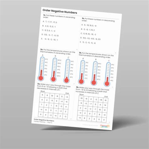 Y5 Compare Negative Numbers Varied Fluency Resource Classroom Secrets