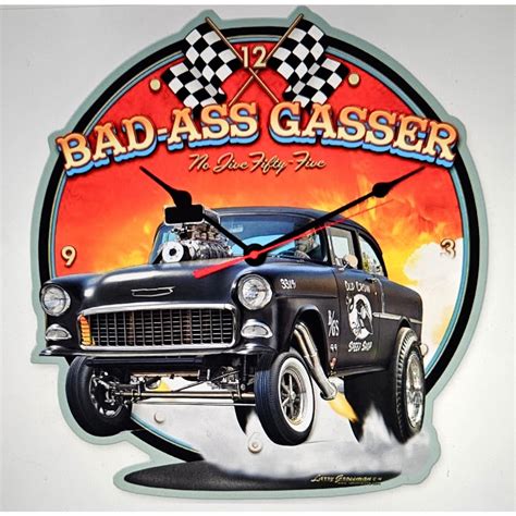 1955 Bad Ass Gasser Vintage Clock 14 X 14 Hot Rod