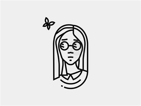 Young Girl In Glasses Logo Branition