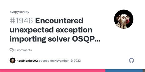 Encountered Unexpected Exception Importing Solver Osqp Importerror