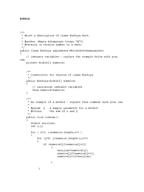 Burbuja En Java Pdf Método Programación De Computadora