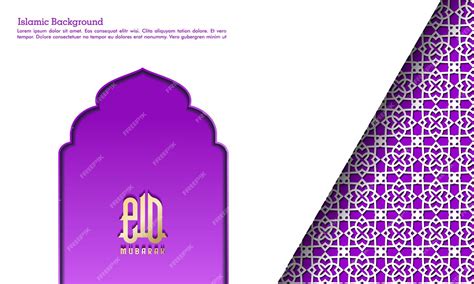 Premium Vector Happy Eid Mubarak Islamic Greeting Card Purple And