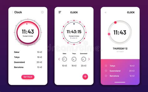Clock App Digital Clock Alarm Phone Application Stock Vector