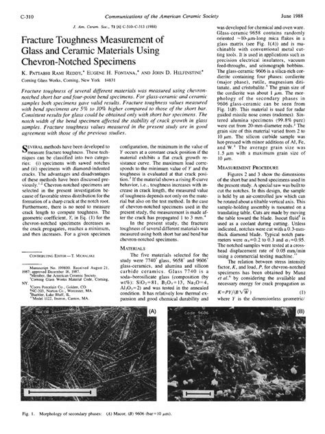 1988 Reddy Et Al Fracture Toughness Measurement Of Glass And Ceramic