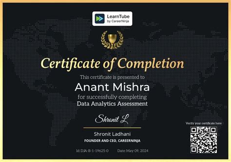 Achieved Data Analytics Certificate With Careerninja Learntube Anant Mishra