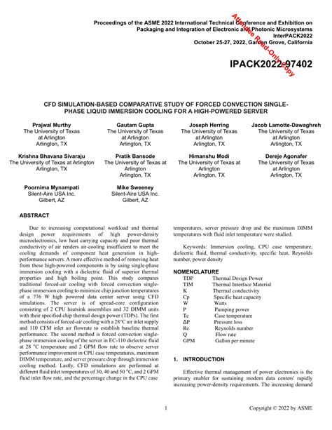 PDF CFD Simulation Based Comparative Study Of Forced Convection Single Phase Liquid Immersion