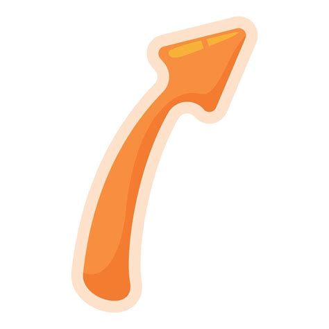 Orange Arrow Pointing Up Right Cartoon Style Sticker Vector