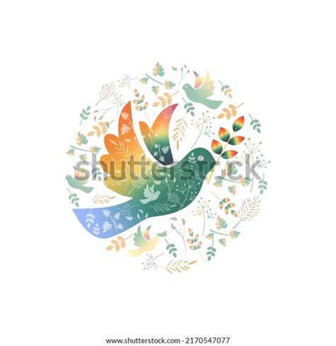 Flying Peace Dove Olive Branch Color Stock Illustration 2170547077
