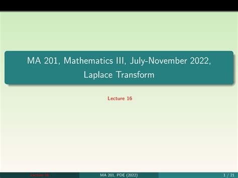 Laplace Transform Handout Ma201 July Nov 2022 Iit Guwahati Ppt