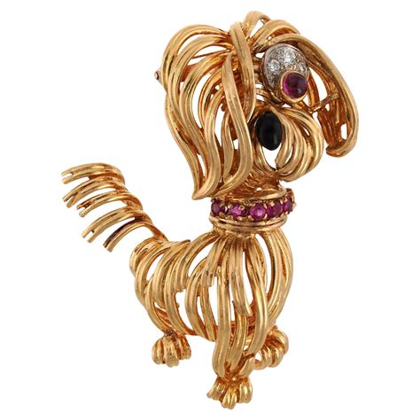 Van Cleef And Arpels Vintage Diamond Ruby Emerald Young Lion Yellow Gold Brooch At 1stdibs
