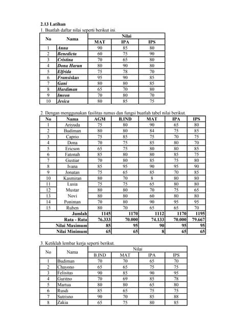 Soal Praktek Microsoft Excel Pdf