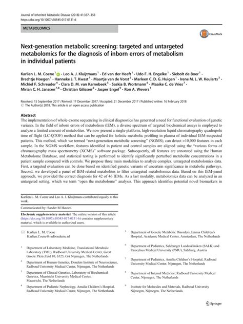 Next Generation Metabolic Screening Targeted And Untargeted