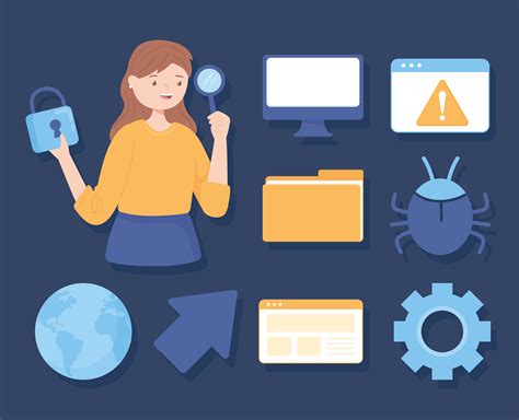 Set Woman Data Security 5252346 Vector Art At Vecteezy
