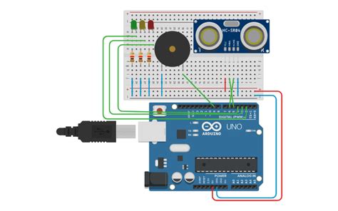 circuit design sensor de proximidad tinkercad