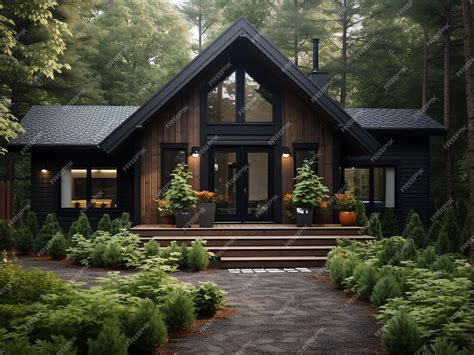 Premium Photo A Rustic Dark Wood House Exterior Ai Generation