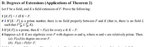 Solved D Degrees Of Extensions Applications Of Theorem Chegg
