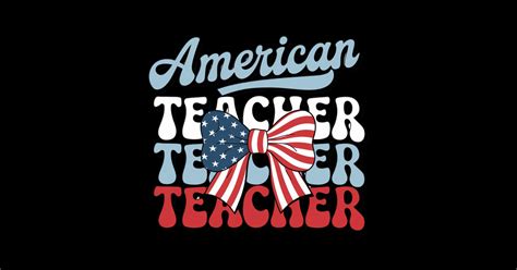 Retro Groovy 4th Of July Teacher American Coquette Bow Coquette Bow