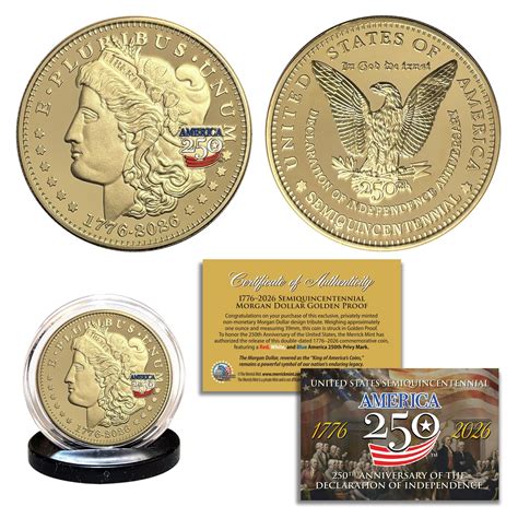 Americas 250th Anniversary Morgan Dollar Golden Proof Coin Proud