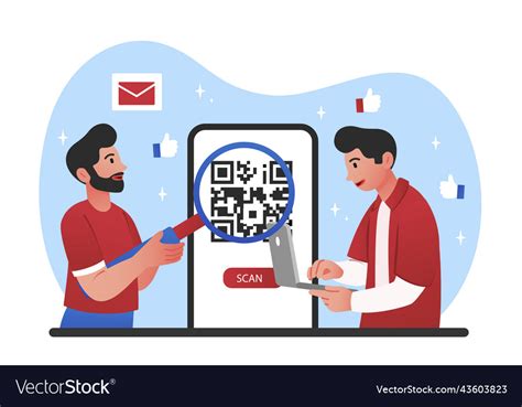 Men Scans Qr Code Royalty Free Vector Image VectorStock
