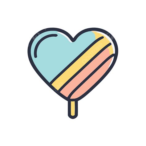 안에 하트가 들어있는 막대사탕 벡터 흰색 바탕에 빈 캔디 하트를 묘사한 직계 아이콘 플랫 아이콘 및 드리블에 의한 벡터 일러스트 비핸스 Hd Png 일러스트 및 벡터