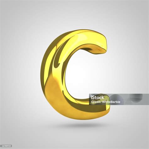 흰색 배경에 고립 된 골든 문자 대문자 C 0명에 대한 스톡 벡터 아트 및 기타 이미지 0명 3차원 형태 금 금속