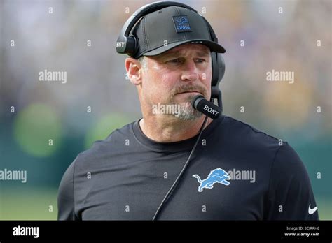 Detroit Lions Head Coach Dan Campbell Looks Back Towards His Teams