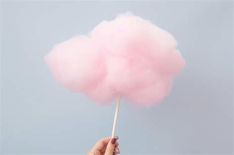 Premium Ai Image Cotton Candy On Thin Wooden Stick Highquality