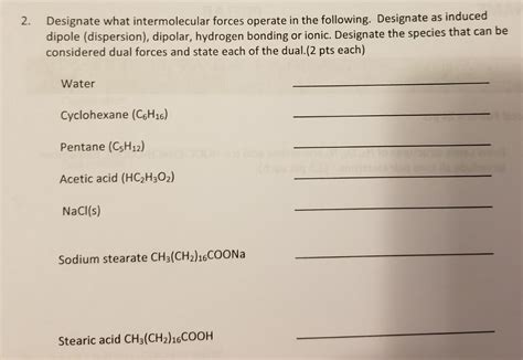 Solved Duced Designate What Intermolecular Forces Operate In