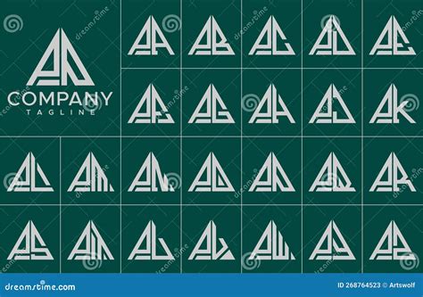 Modern Triangle Letter P Logo Design Template Set Simple Line P Initial Logo Stock Vector