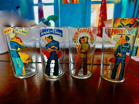 1940s Wwii Peek A Boo Pin Up Girl And Soldier Bar Glasses Risque Two